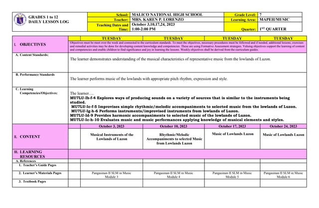 Music 10 DLL Q2 W1.docx | Music | Entertainment