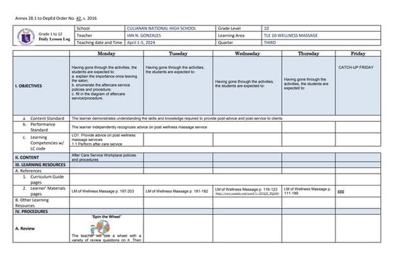 TLE/ HE Wellness Massage Curriculum Guide | PDF