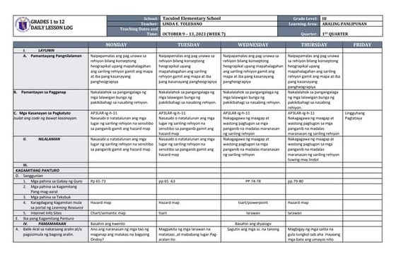 grade 3 quarter 1 week 1 daily lesson log | PPT