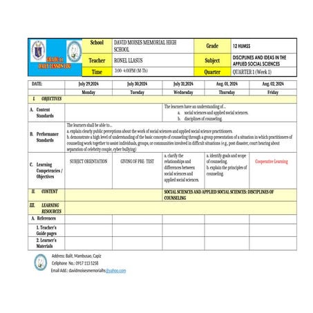Diacippine and ideas in applied social science | DOCX