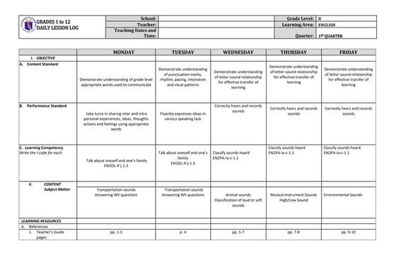 Detailed Lesson Plan in English 2 - (VERBS) | PDF