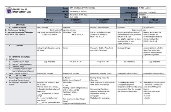 Detailed Lesson Plan in English 7 (Prepositions) | DOCX | Homework and Study | Education