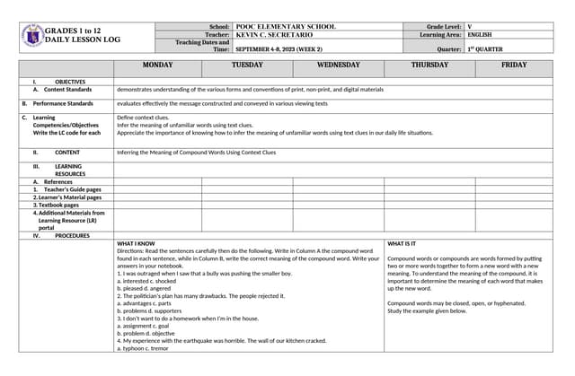 Compound Words For Grade 5 English 5 First Quarter.pptx