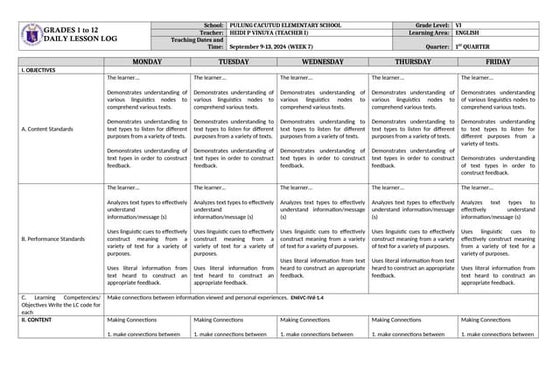 Lesson Plan for English 7-Linear & non-linear text.docx | Technology ...