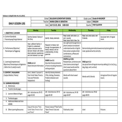 DLL grade 3 English week 6 | DOCX