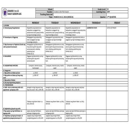 Grade 6 dll epp 6 q3 week 2 | DOCX