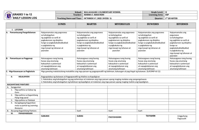 Learning Exemplar for GMRC Quarter 2 Week 2 | DOCX