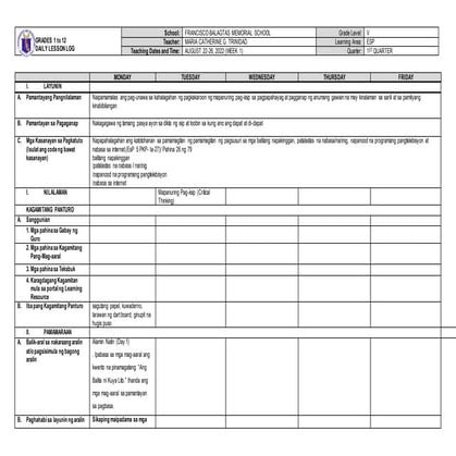 Behavioral Objectives in Filipino | DOCX