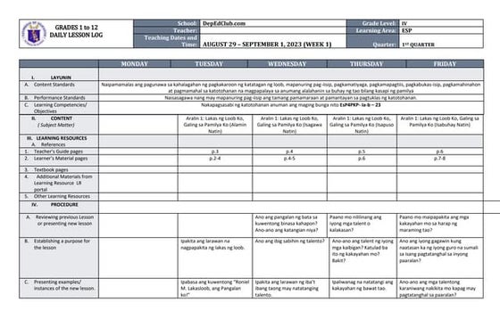 Quarter 1_Week 1-Daily Lesson Plan in GMRC 4 | DOCX