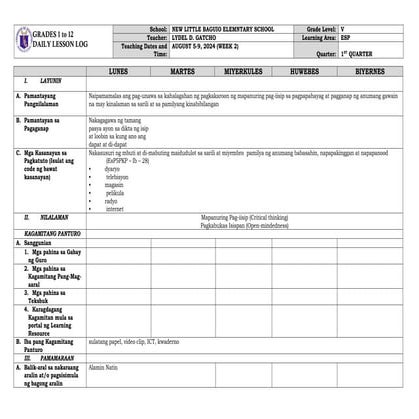 Behavioral Objectives in Filipino | DOCX