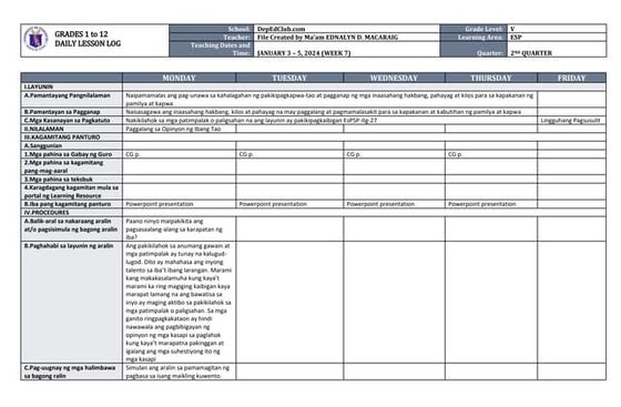 DLP - ESP3 Pakikiisa sa Gawaing Pambata.docx