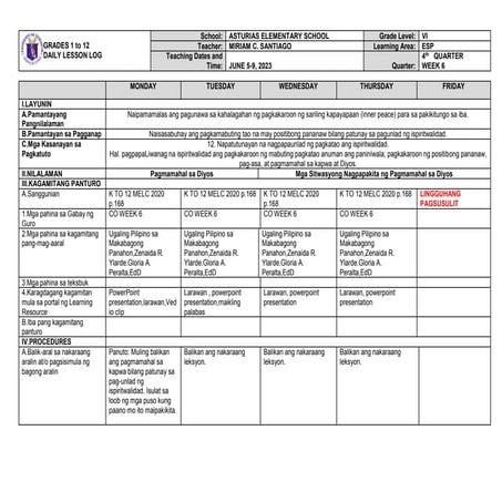 Lesson Plan in ESP for Quarter 4 Week 6 2 | DOCX