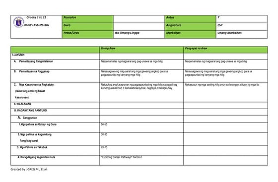 Modyul 16 banghay aralin | DOCX