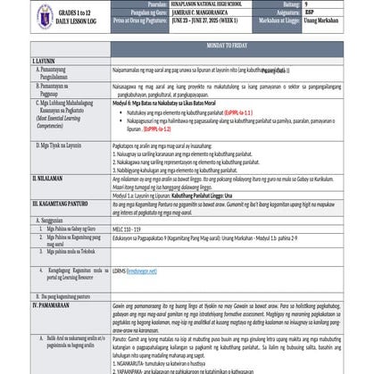 DLL_ESP 9_Q1_W1 edukasyon sa pagpapakatao | DOCX