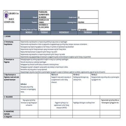 LESSON PLAN FILIPINO 6 | DOCX