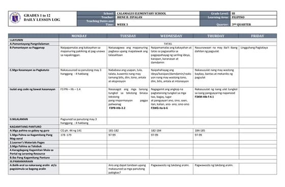 Detailed LESSON PLAN Filipino 3 | DOCX