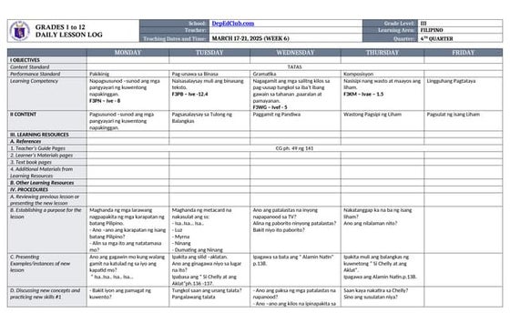 DLL_FILIPINO 3_Q1_W1.docx............... | PPT