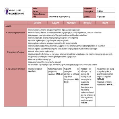 LESSON PLAN FILIPINO 6 | DOCX