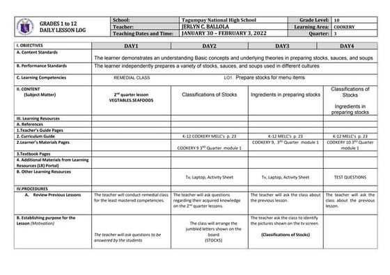 dll-tle-9-cookery.docx | Educational Assessment | Education