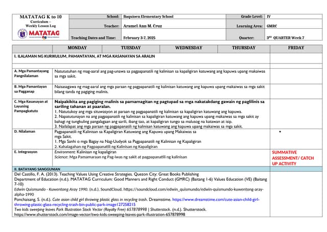 WK4 -DAYS 1-5 - Nakapagpapakita ng paggalang sa ideya o suhestiyon ng ...