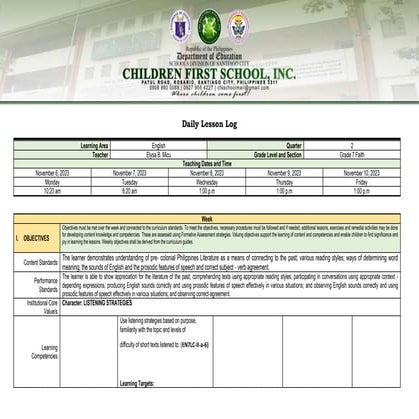 DLL GRADE 7 SECOND QUARTER.docx for secondary | DOCX