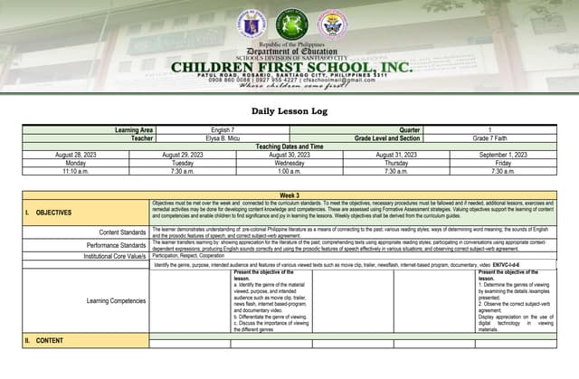 DLL GRADE 8 SECOND QUARTER. grade 8 lesson | DOCX