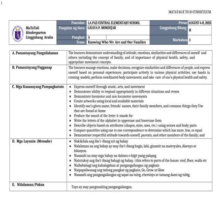 QUARTER 3 WEEK 4 DAY KINDERGARTEN LESSON PLAN docx | DOCX