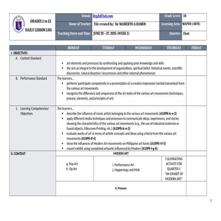 DAILY LESSON LOG_MAPEH-ARTS 10_Q1_W2.docx