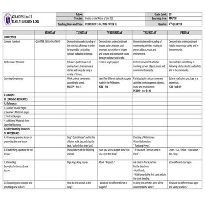 DLL_MAPEH 3_Q4_W1.docx lesson plan for grade 3 for mapeh | PPT