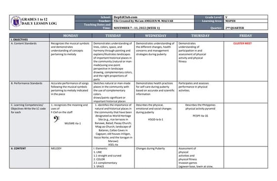 Music 10 DLL Q2 W1.docx | Music | Entertainment