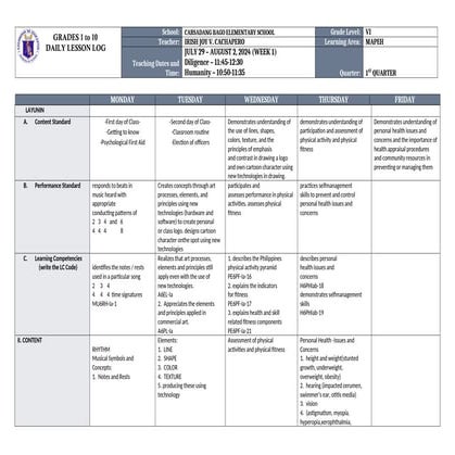 Daily Lesson Log_MAPEH 6_Quarter 1_W1.docx