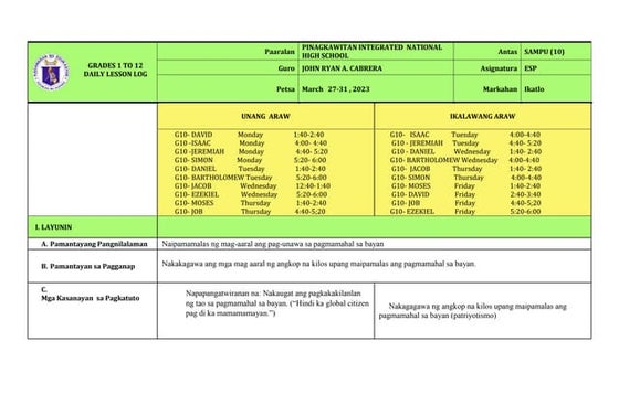 Banghay aralin sa filipino 1 salitang kilos | DOCX