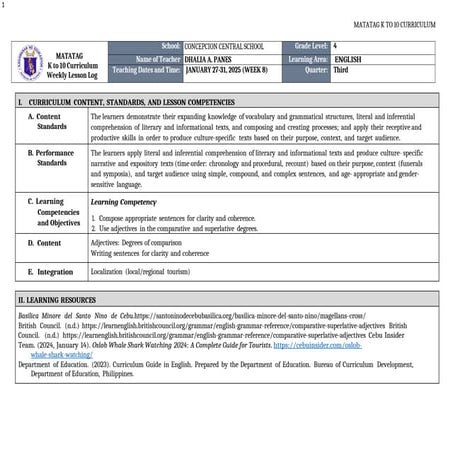 Detailed Lesson Plan for English 7 | DOCX