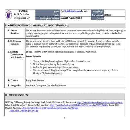 ENGLISH-7-CURRICULUM MAP- MATATAG CURRICULUM | DOCX