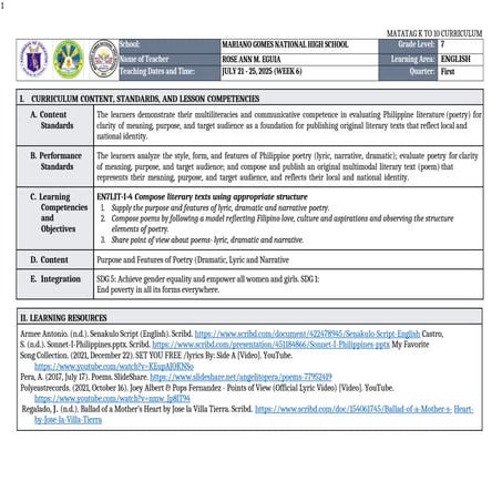 ENGLISH-7-CURRICULUM MAP- MATATAG CURRICULUM | DOCX