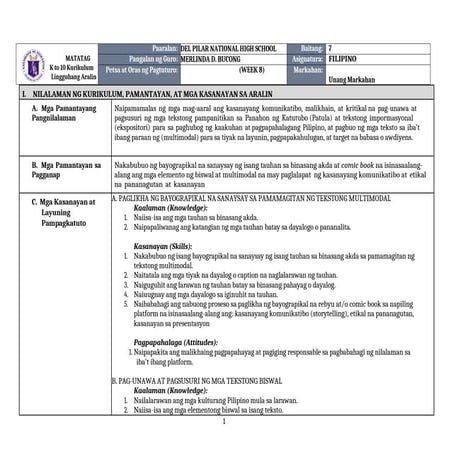 LE_Q3_Filipino-7_Week-7_.pdf.Filipino 7777 | PDF