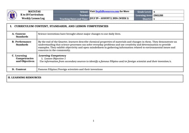 Science4 Q1 Week1 PPT MATATAG.pptppppppx | PPTX
