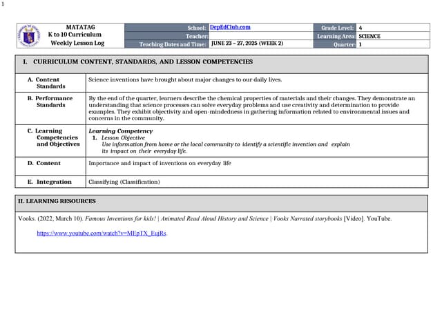 DLL MATATAG _ENGLISH 4 Q2 W5.do4444444cx | DOCX