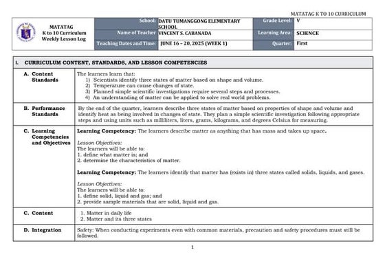 LE_Science7_Q1_week-2_final.pdf Learning Exemplar for science 7 MATATAG curriculum | PDF ...