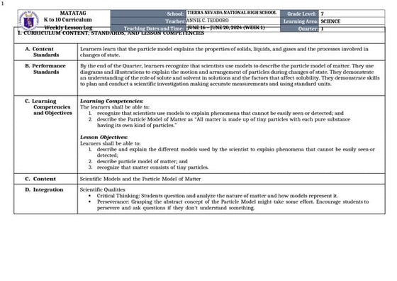 Science 7 Matatag Week 1 for the Quarter 1.pptx | Physics | Science
