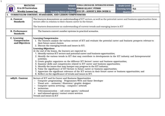 TLE Grade 7 - Sectors of ICT and Its Career and Business Opportunities ...