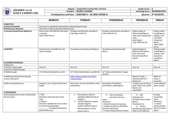 Lesson plan (quadrilaterals) | DOCX