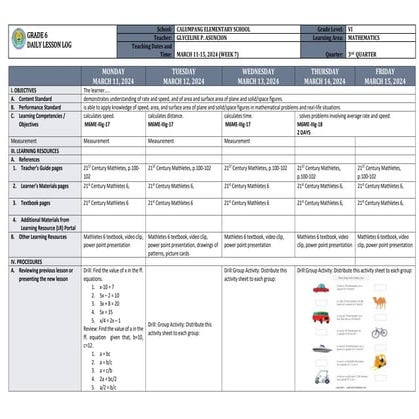 4A's SAMPLE LESSON PLAN- SPEED, TIME, & DISTANCE | PDF