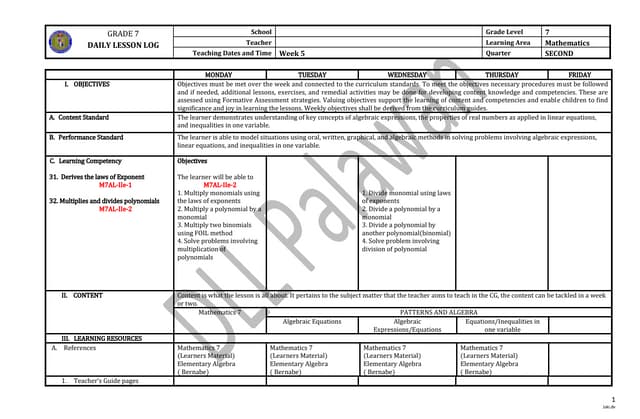 Contextualized Lesson Plan in Math 7 Linear Equation in One Variable | DOCX