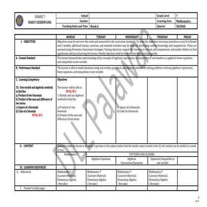 DLL Math Grade7 Quarter2 Week6 (Palawan Division).docx
