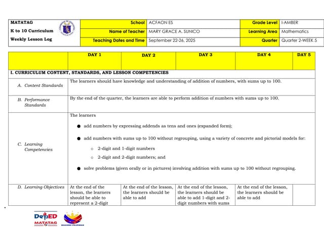 WEEKDLL MATATAG GRADE 1-QUARTER 2 WEEK 7 | DOCX
