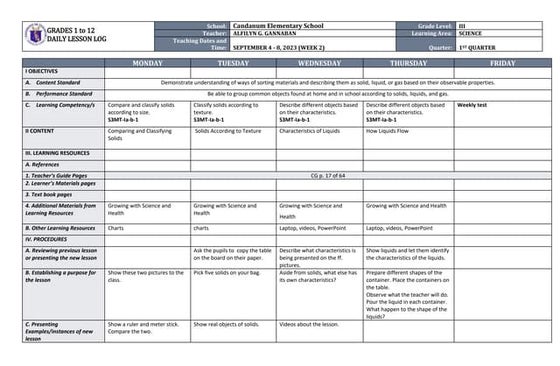 Science Grade 3 1st Quarter Week 1 Lesson 1 | PPTX | Science
