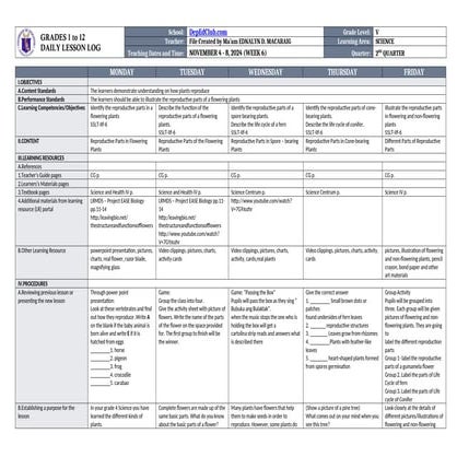 Daily lesson log Science Quarter 2 Week 6 | DOCX