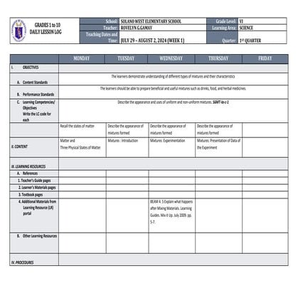 DLL_SCIENCE 6_Q1_W1.docx2024 grade 6 school year 2024-2025 | DOCX