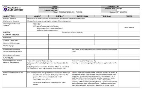 Lesson Plan / Lesson Exemplar Sample: Hierarchy of Needs | PDF